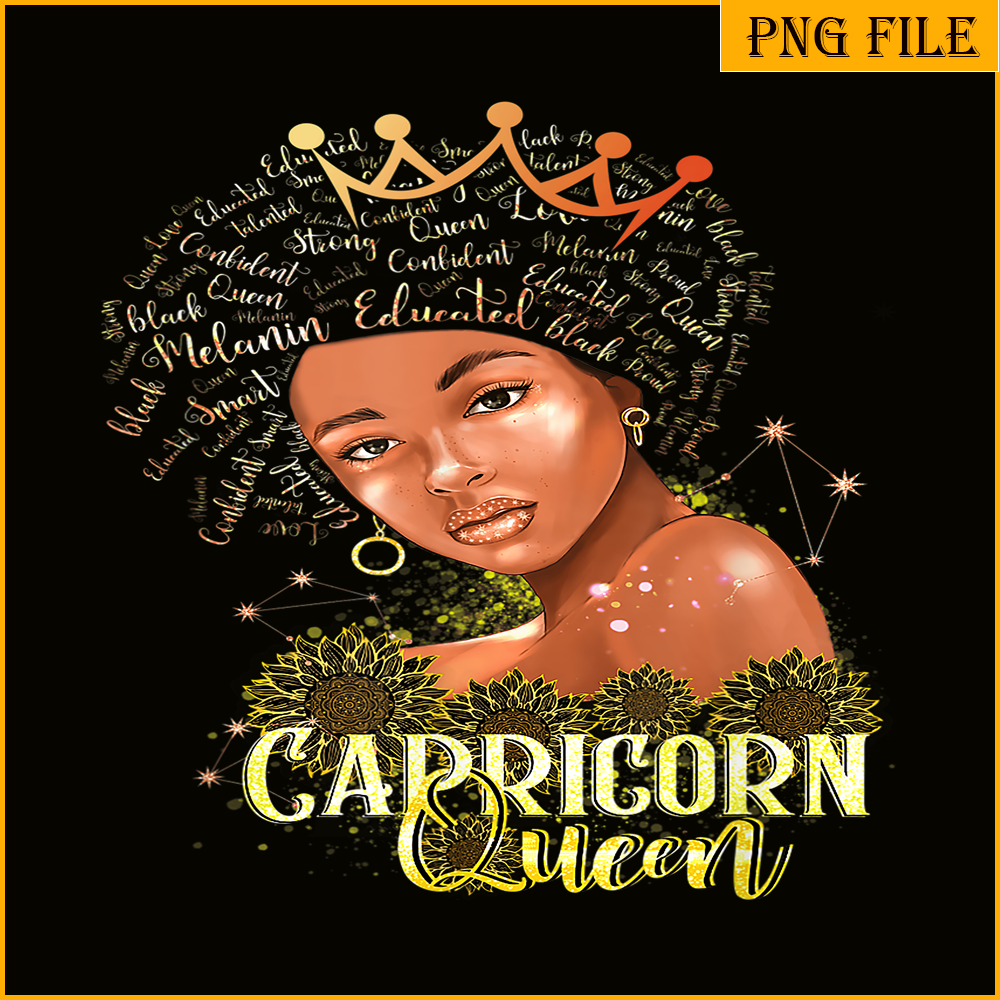 Capricorn Queen PNG Strong Smart Afro Melanin PNG Gift For B - Inspire ...