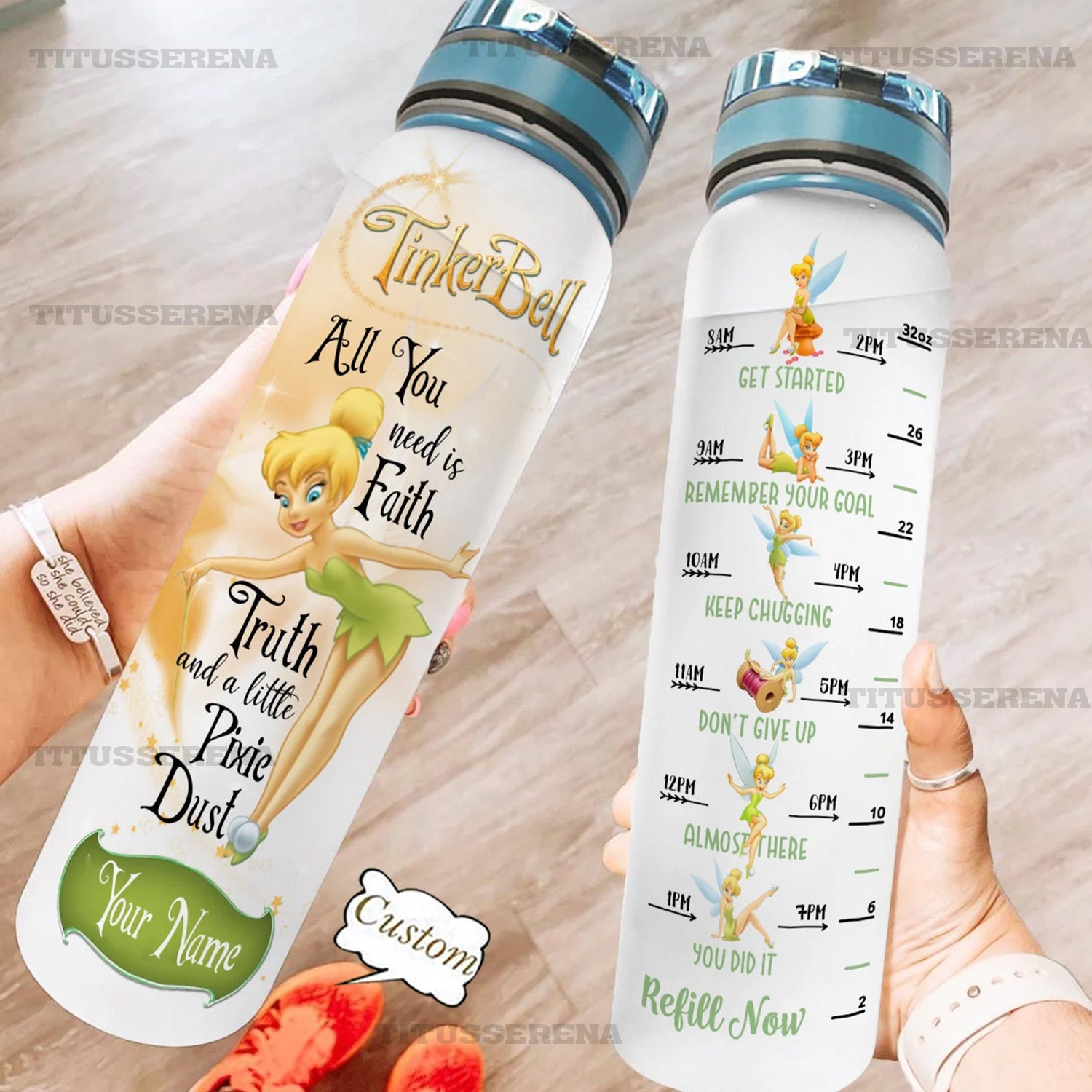 Personalized Tinker Bell 32OZ Water Tracker Bottle,Custom Ti | Inspire ...