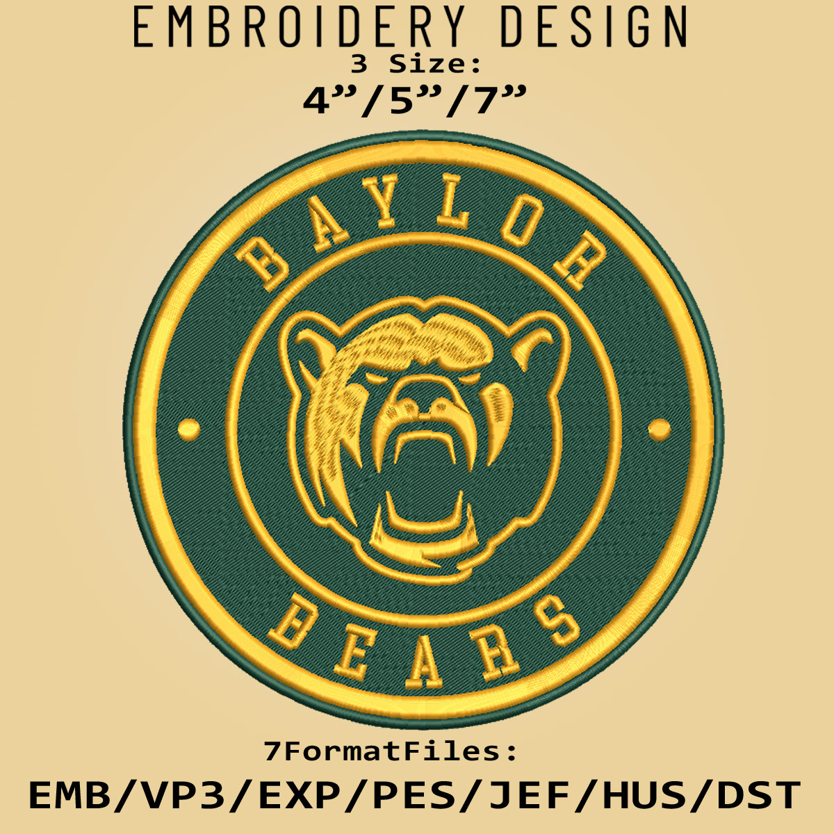 NCAA Logo Baylor Lady Bears, Embroidery design, Embroidery F | Inspire Uplift