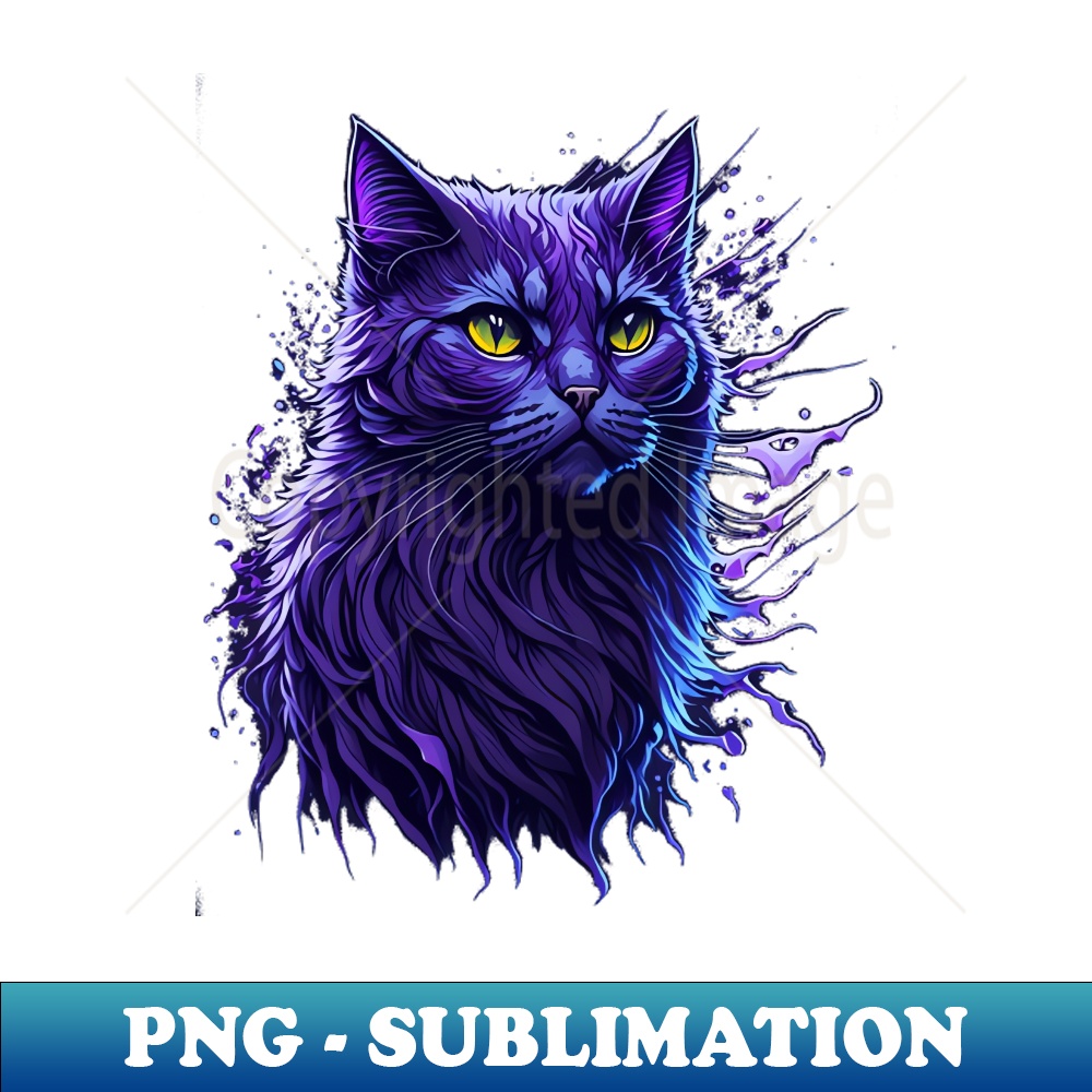 Purple Cat Splash Art - Elegant Sublimation PNG Download - S | Inspire ...