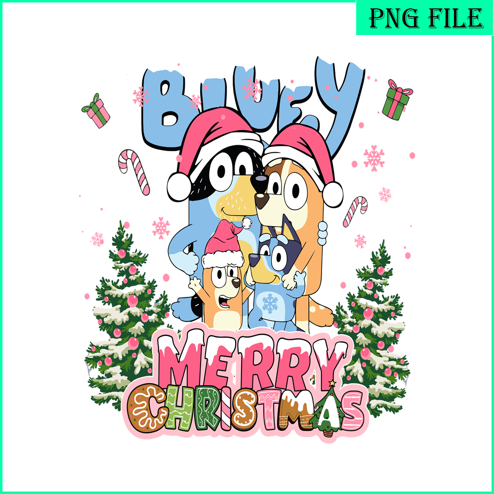 Bluey Merry Christmas PNG, Family Bluey PNG, Santa Bluey PNG | Inspire ...