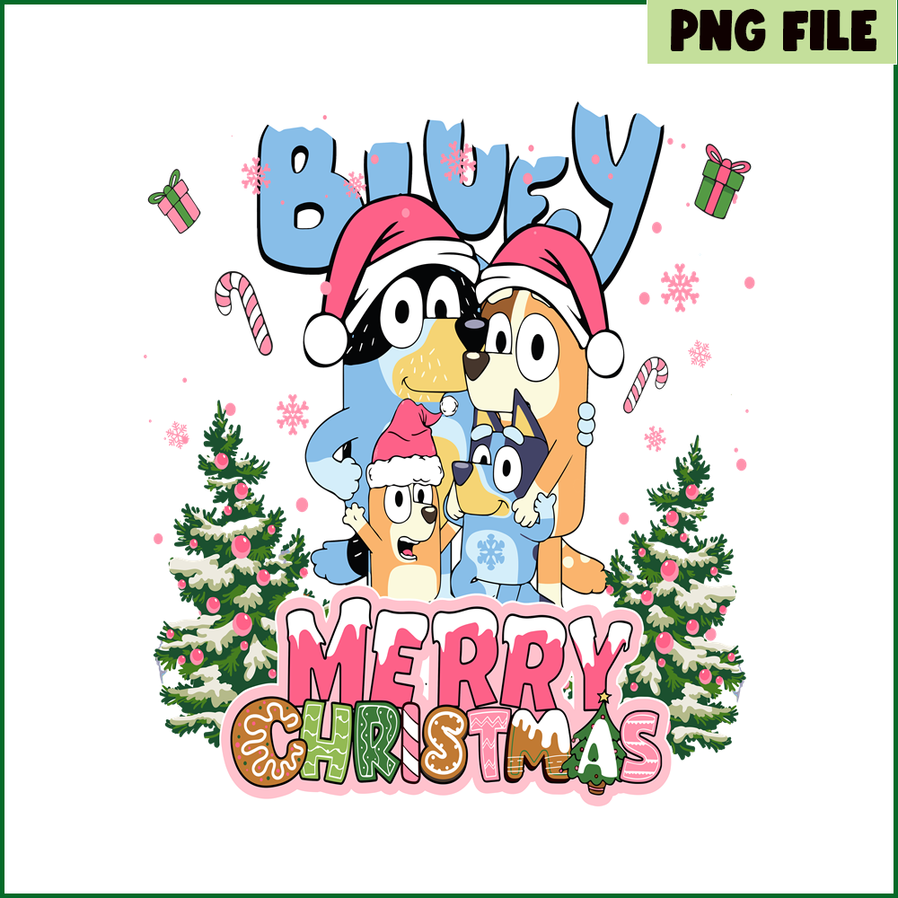 Bluey Merry Christmas PNG, Family Bluey PNG, Santa Bluey PNG - Inspire ...