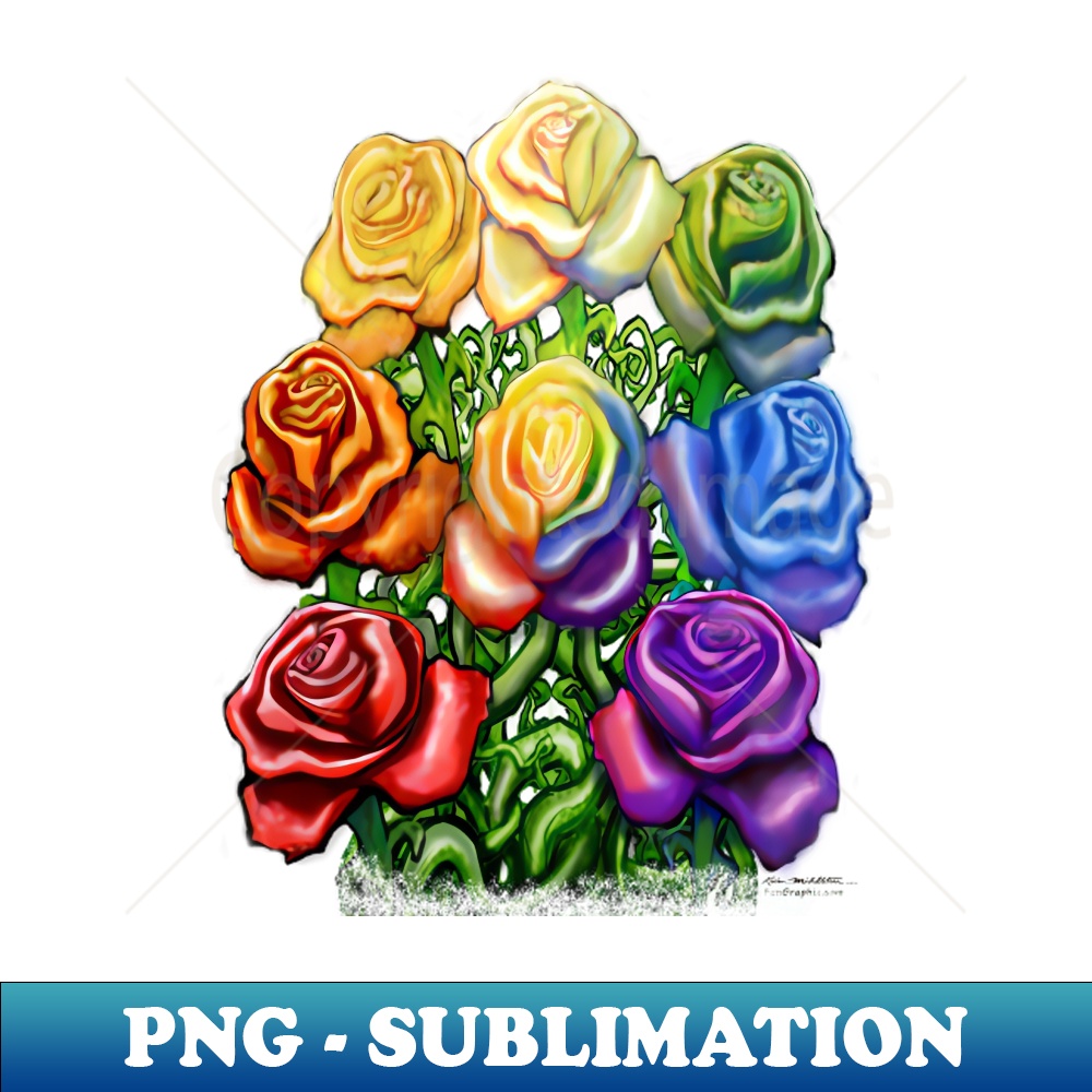 Rainbow Roses - PNG Transparent Sublimation Design - Instant - Inspire ...