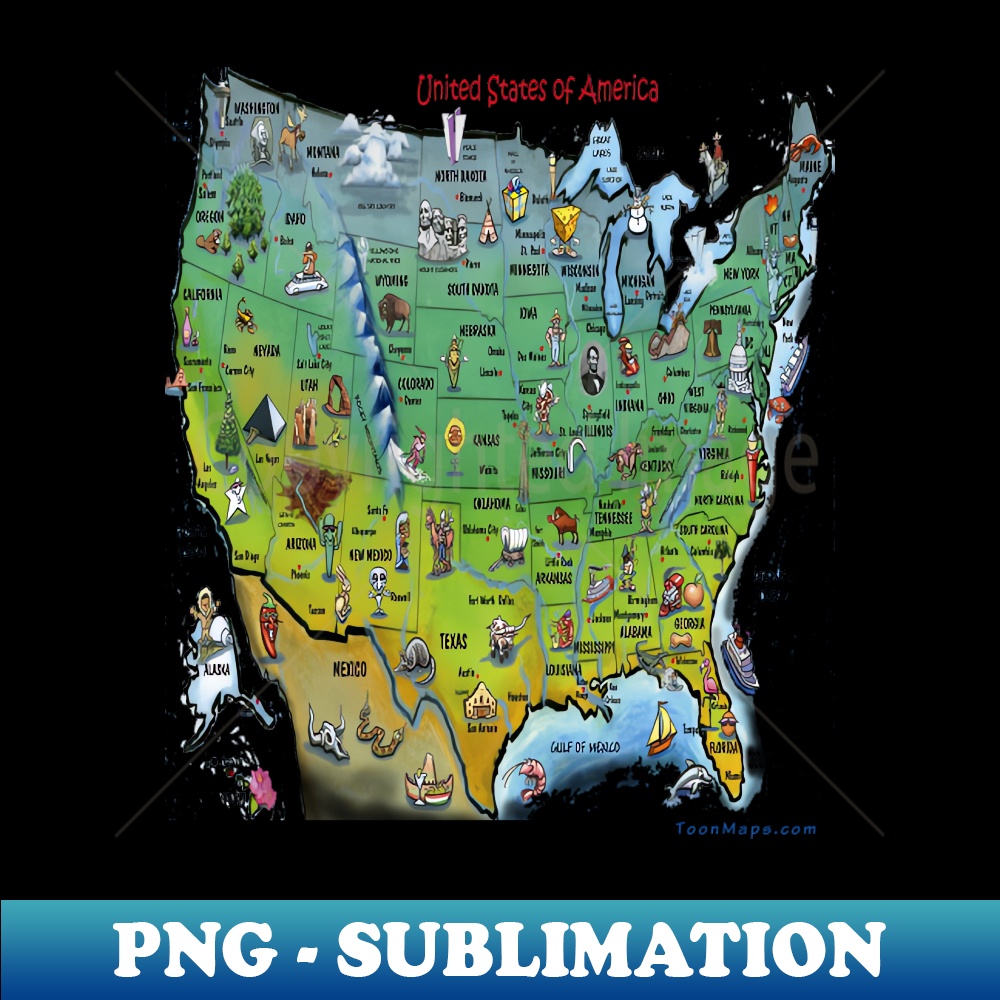 USA Fun Map - PNG Transparent Digital Download File for Subl | Inspire ...
