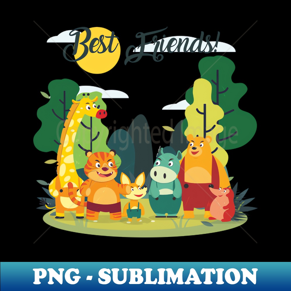 best friends banner cute stylized animals icons - PNG Transp | Inspire ...