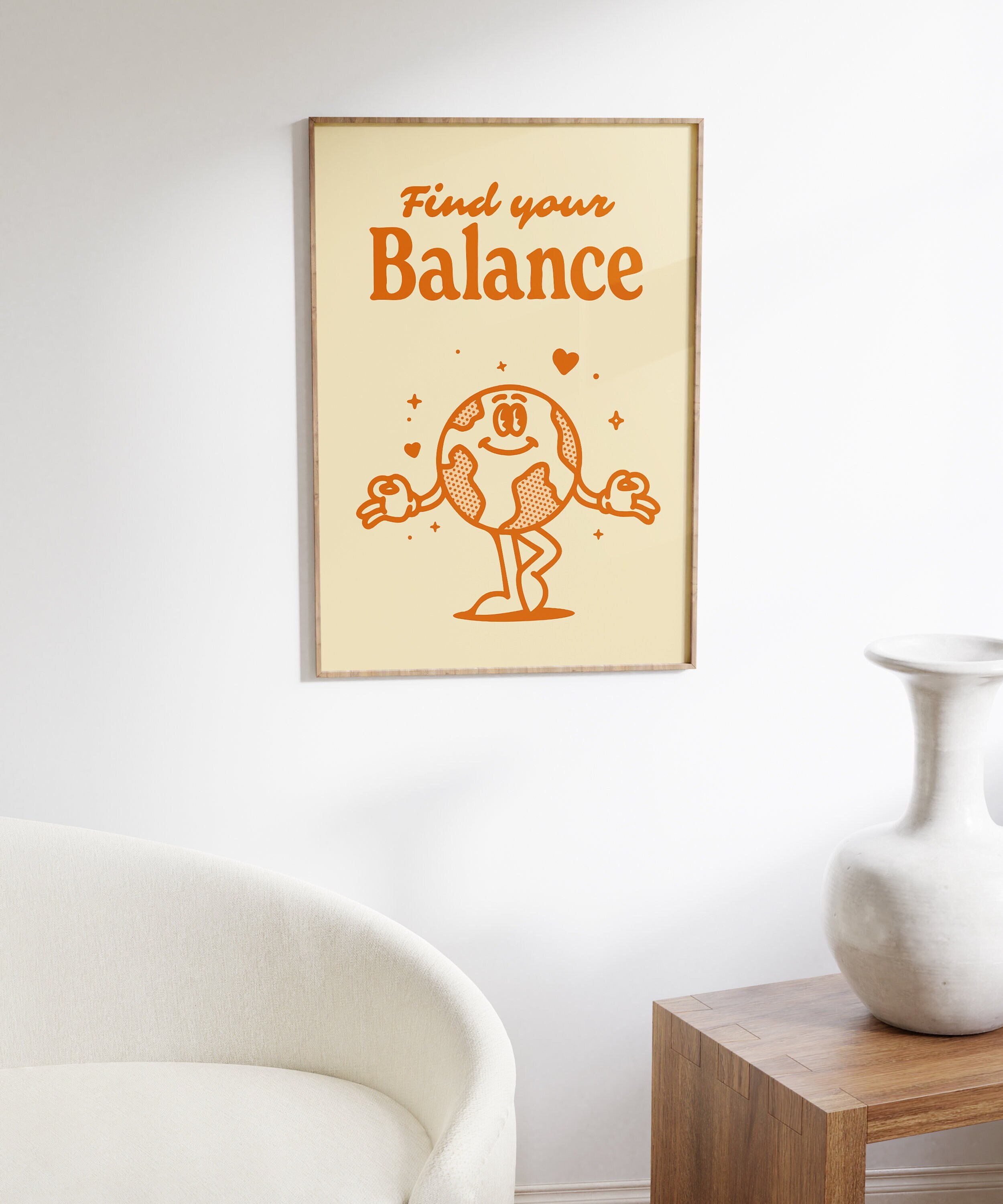 Balance Quote Poster, Groovy Wall Decor, Trendy Poster, Retr - Inspire ...