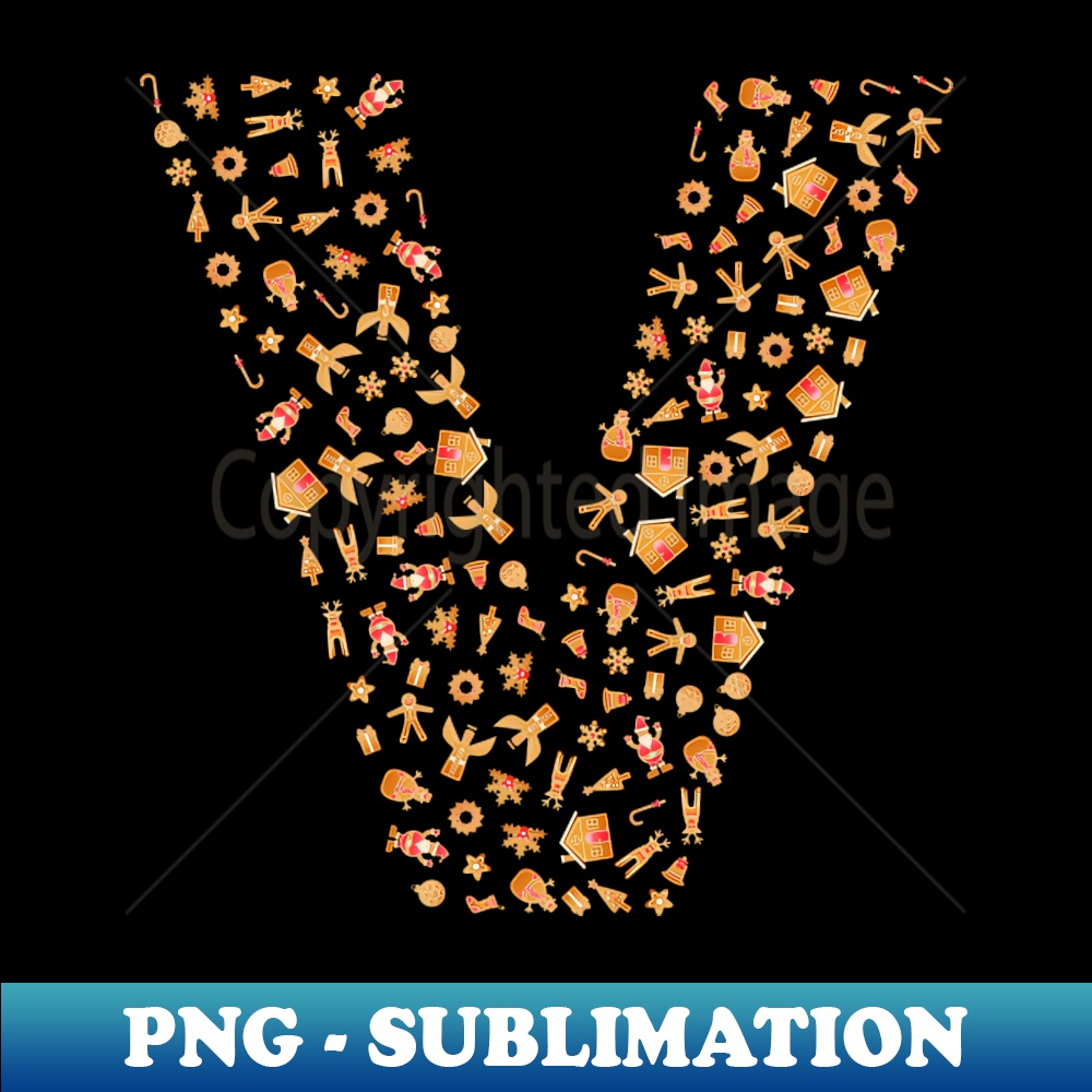 Letter V Initial Christmas Decorations Gingerbread - High-Re - Inspire ...