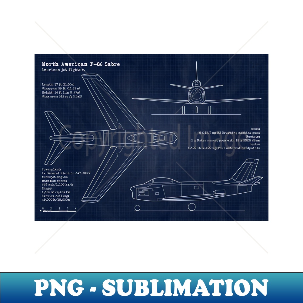 F86 Sabre Blueprint - Professional Sublimation Digital Downl | Inspire Uplift