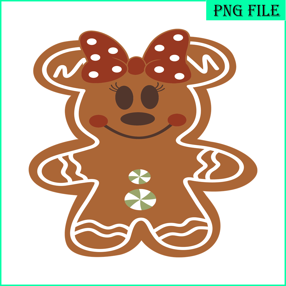 Gingerbread Minnie Mouse SVG PNG DXF EPS JPG - Inspire Uplift