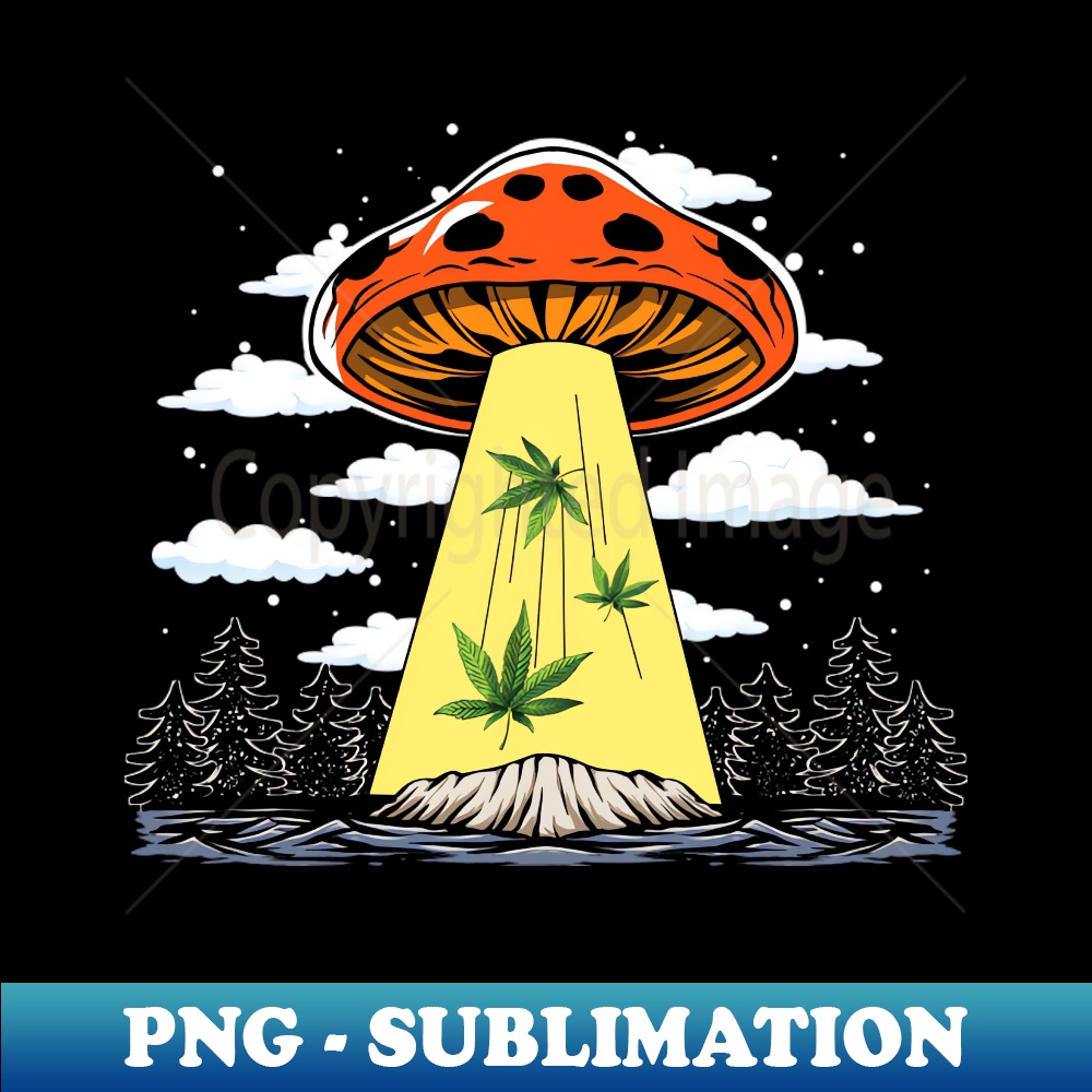 Alien Weed Pot Leaf UFO Abduction Marijuana Cannabis Vintage | Inspire ...