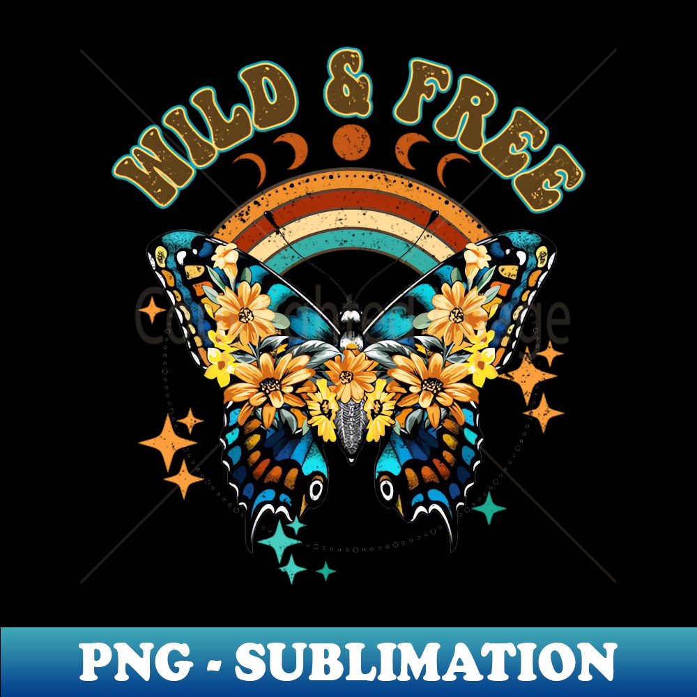 Moon Phase Wild and Free Butterfly Design - Aesthetic Sublim | Inspire ...