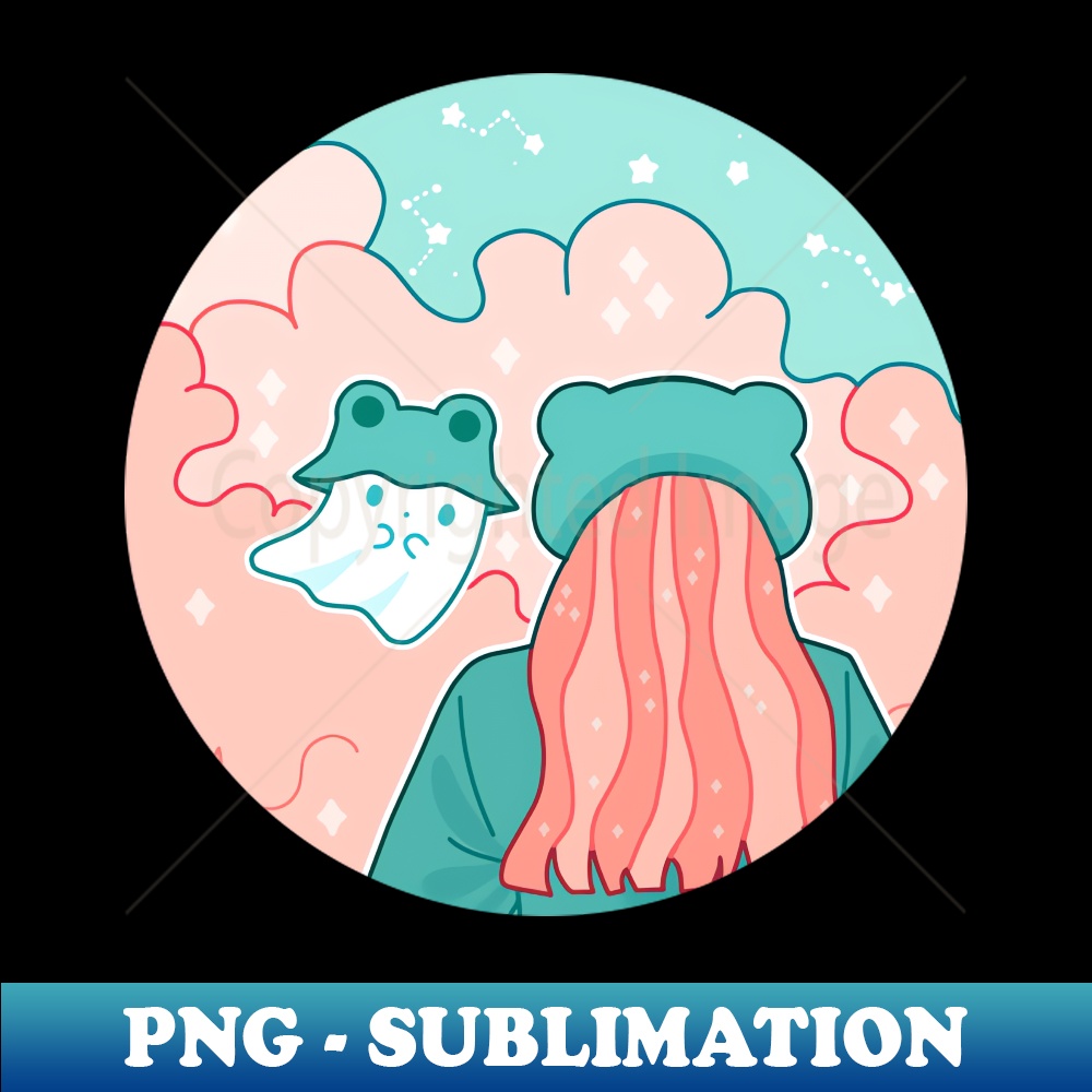 A ghost and a girl with froggy hats look at each other under | Inspire ...