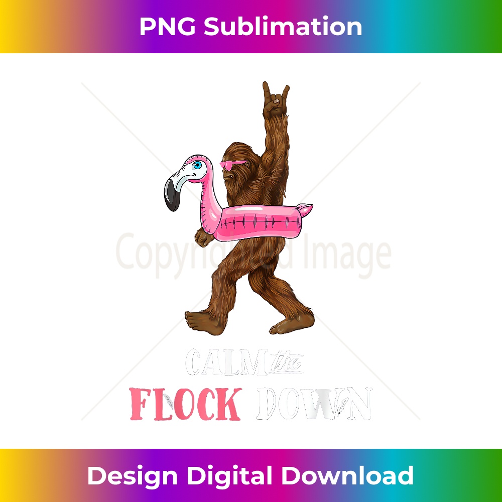 Calm The Flock Down Funny Pool Party Bigfoot Flamingo - Subl | Inspire ...