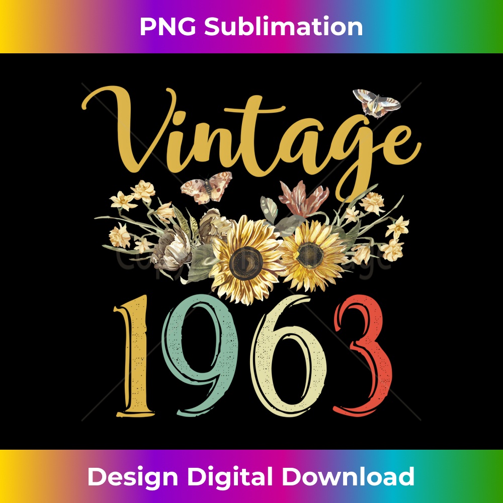 Vintage 1963 Sunflower 60th Birthday Awesome Since 1963 Long | Inspire ...