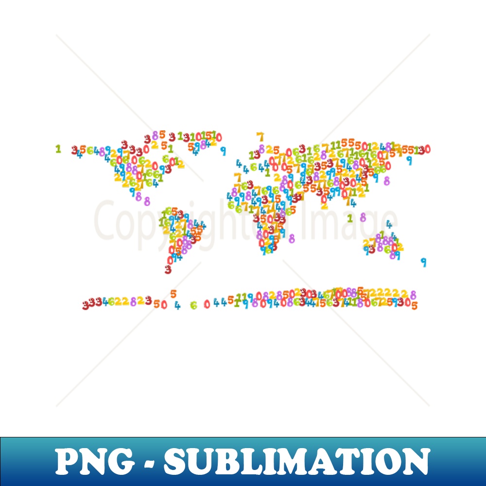 Maths Lover Numbers World Map Design - PNG Transparent Subli | Inspire ...