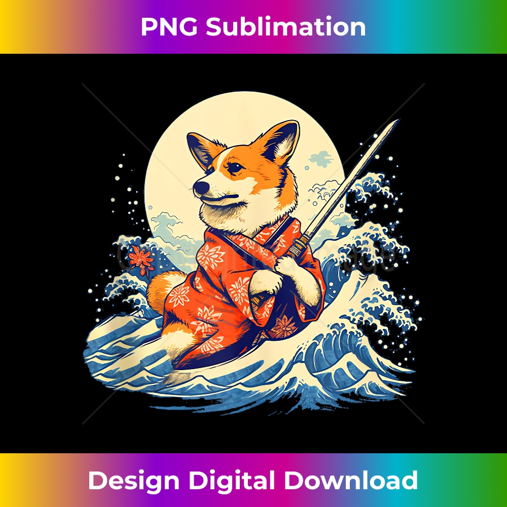 Funny Corgi Dog Japanese Grand Wave Ukiyoe Art Samurai Ninja - Inspire ...