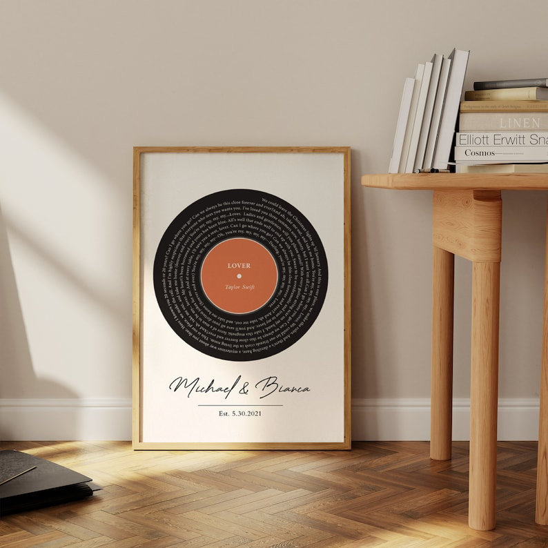 Custom Record Label Art Print, First Dance Song Lyrics Art, - Inspire ...