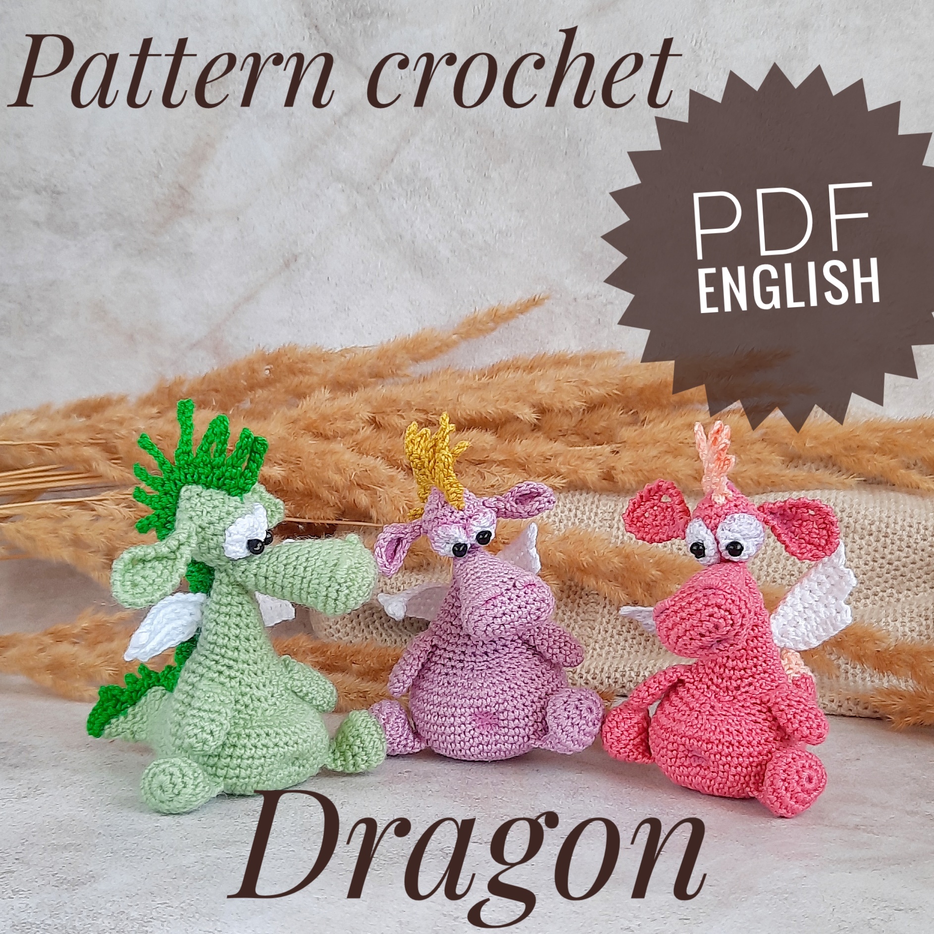 Crochet pattern soft toy Dragon. Soft toy for baby. - Inspire Uplift