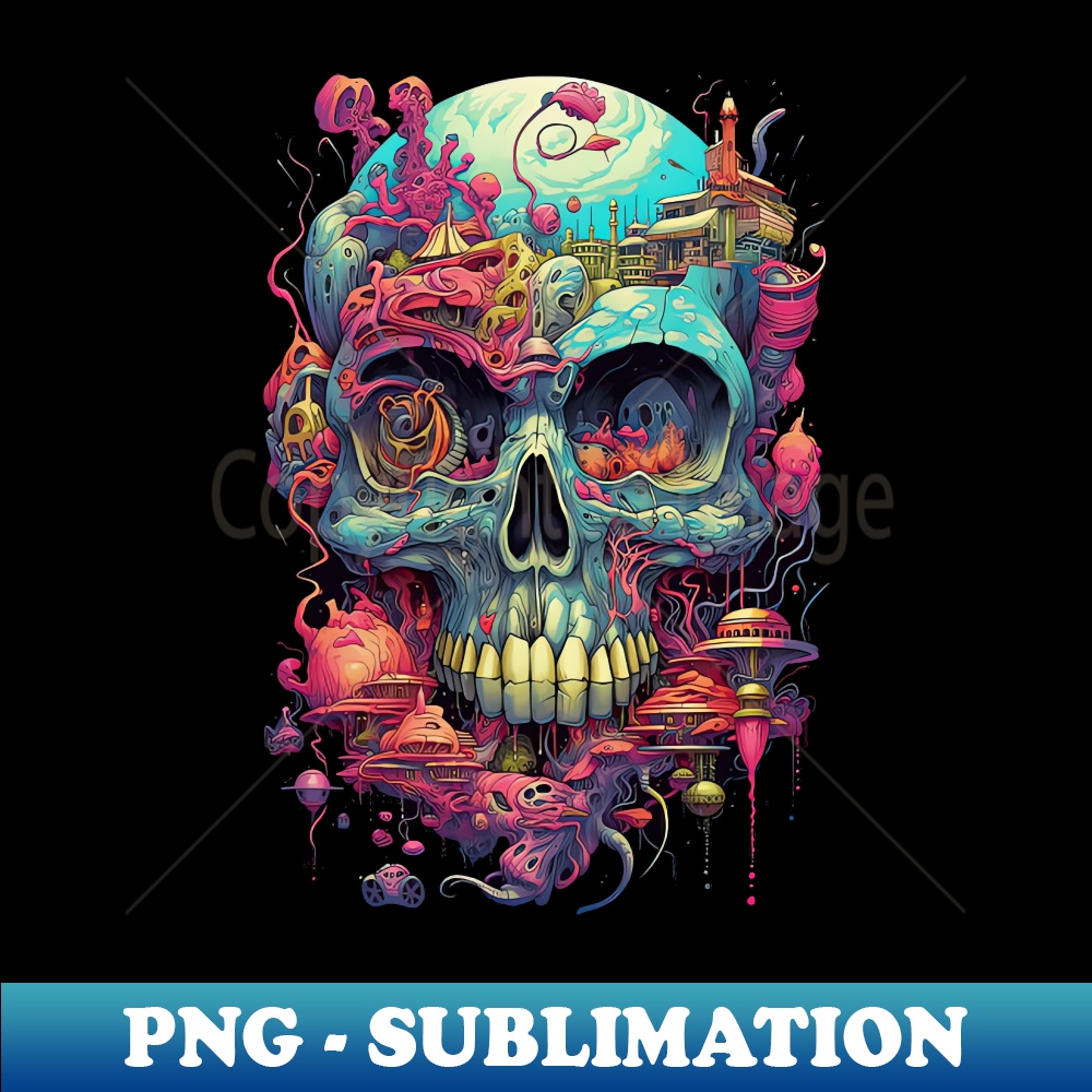 Skull psychedelic overload - Sublimation-Ready PNG File - Pe | Inspire ...