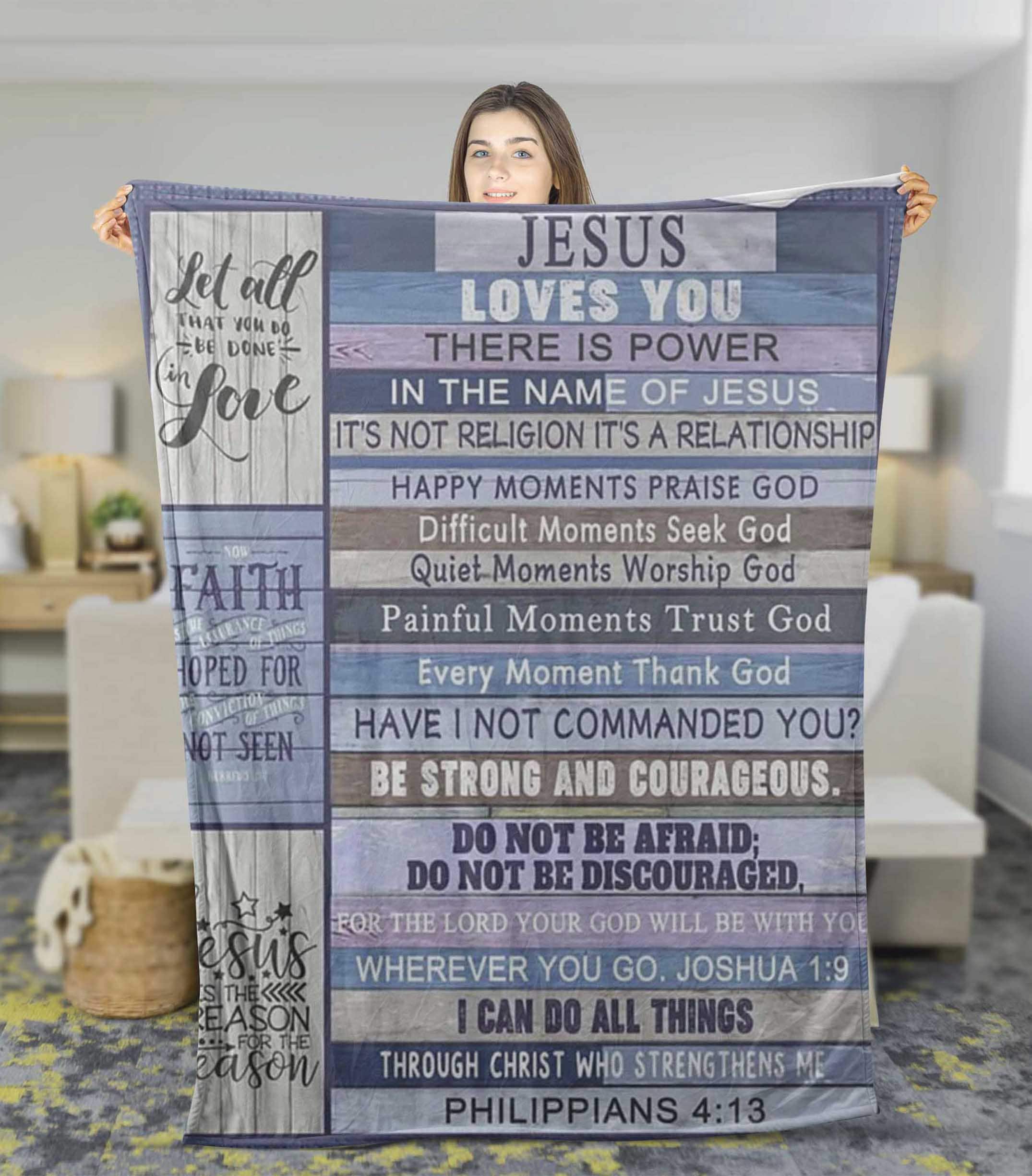 Bible Verse Jesus Fleece Sherpa Blanket Christian Throw Reli | Inspire ...