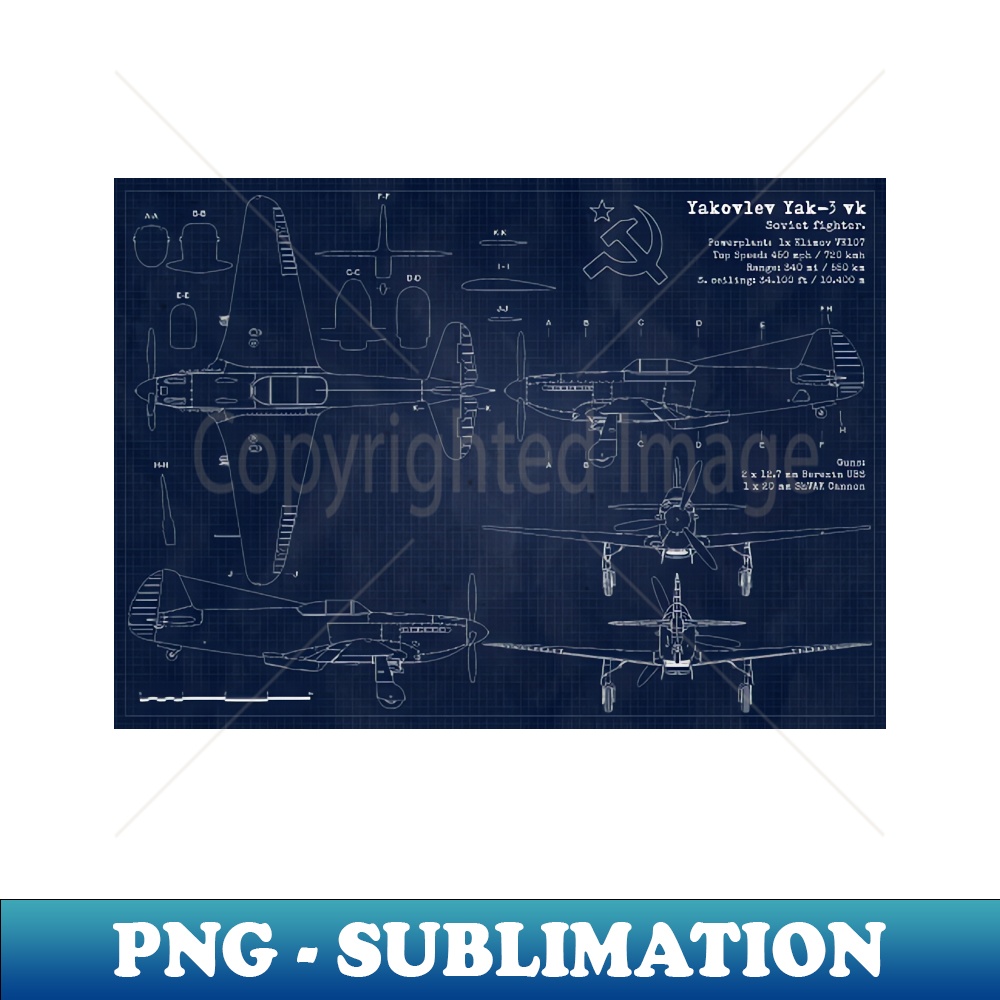 Yakovlev Yak3 Blueprint - Special Edition Sublimation PNG Fi | Inspire ...