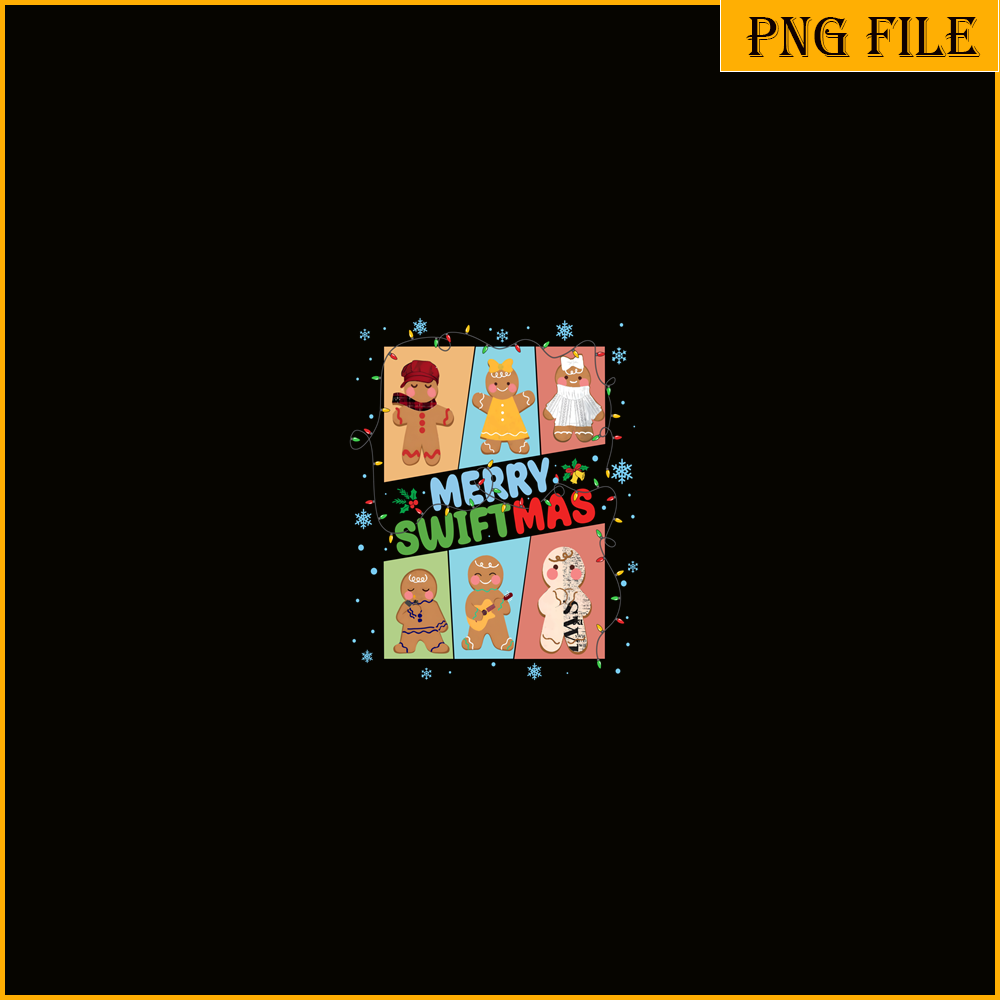 Merry Swiftmas PNG, Gingerbread Xmas PNG, Light Retro PNG - Inspire Uplift