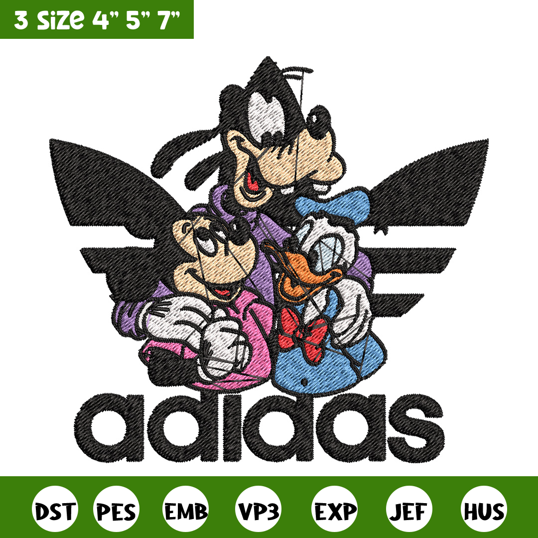 Goofy friends Embroidery Design, Adidas Embroidery, Brand Em - Inspire ...