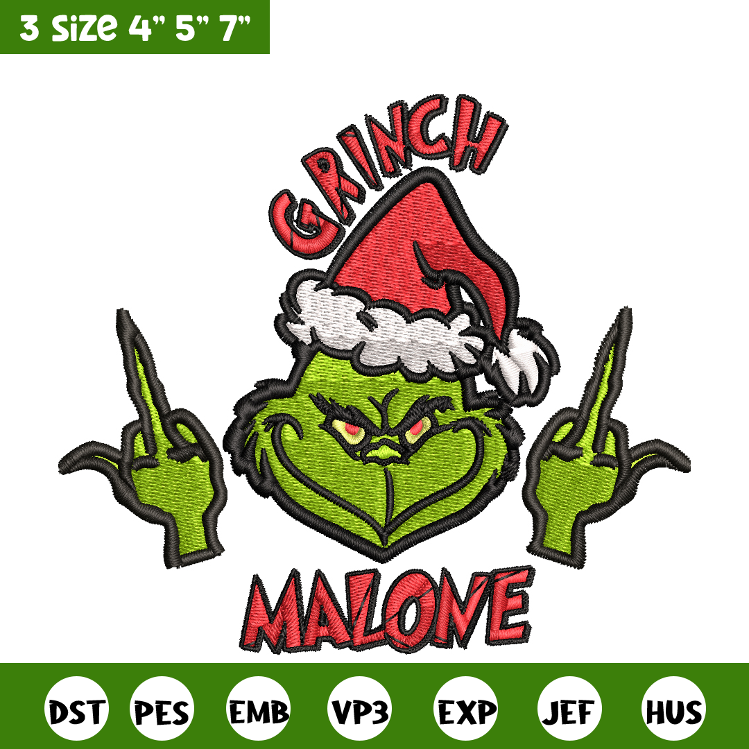 Grinch Middle Finger Embroidery design, Grinch christmas Emb - Inspire ...