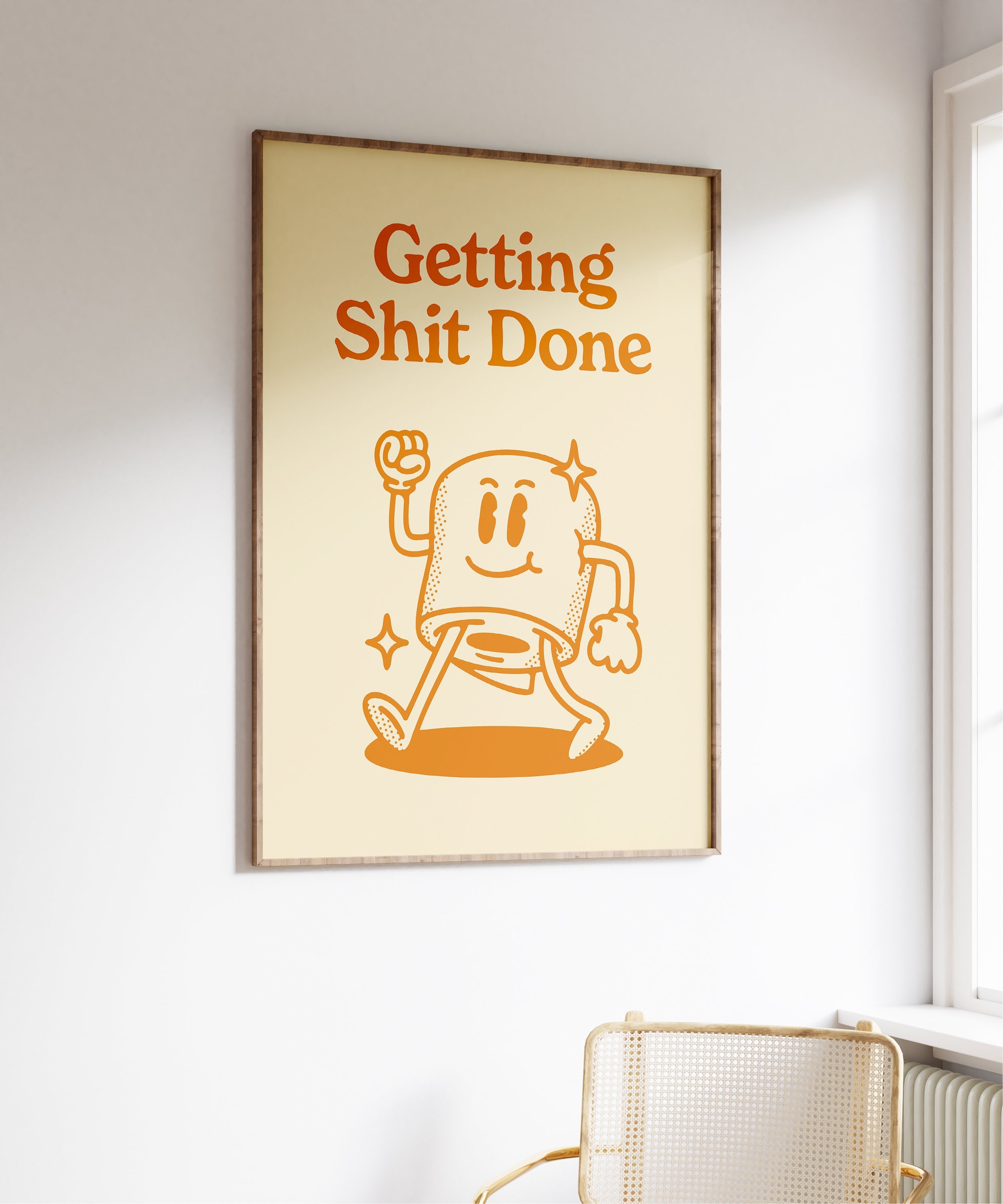Getting Shit Done Retro Character Wall Art, Retro Quote Art - Inspire ...