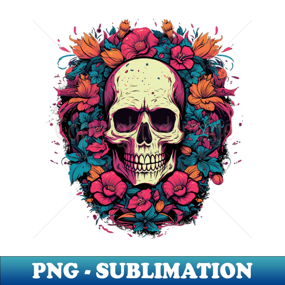 Skull and Flowers - PNG Transparent Digital Download File fo - Inspire ...
