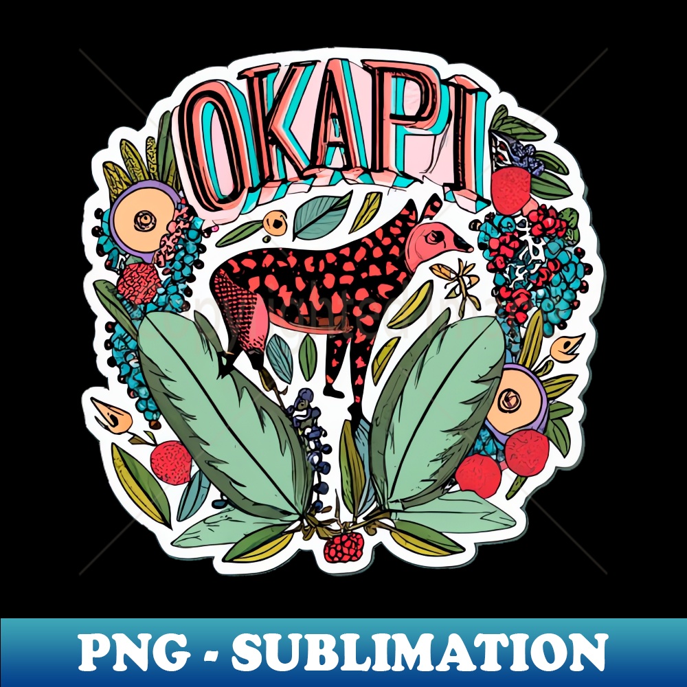 cute okapi and berries - Vintage Sublimation PNG Download - | Inspire Uplift
