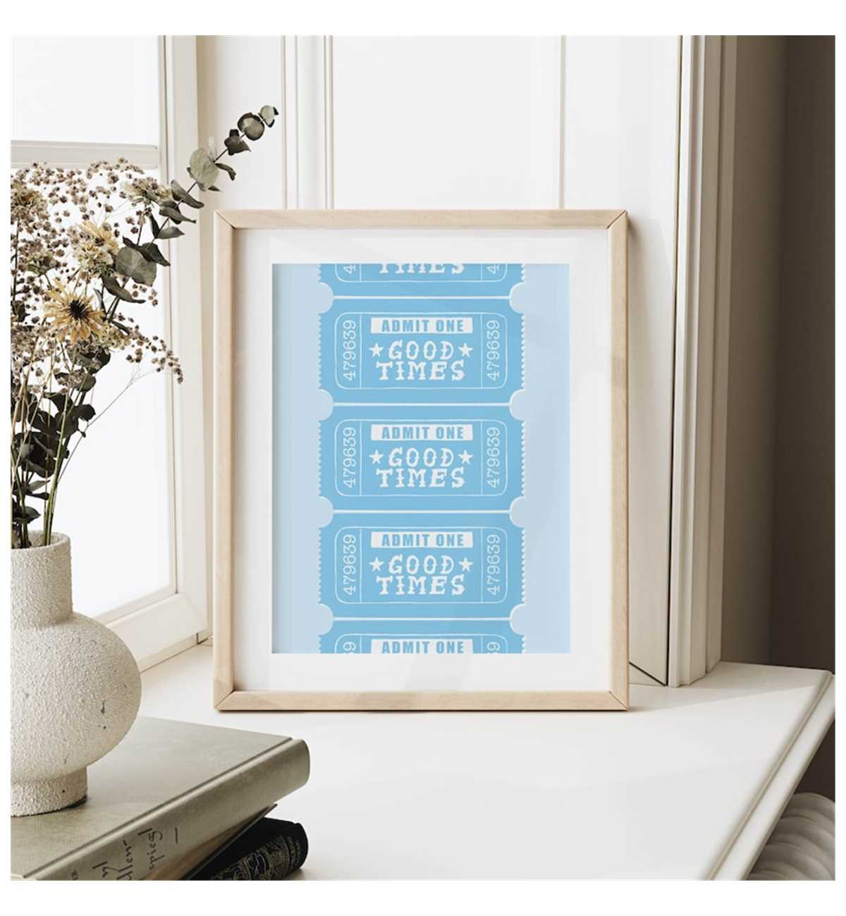 good times ticket blue wall art print preppy | Inspire Uplift