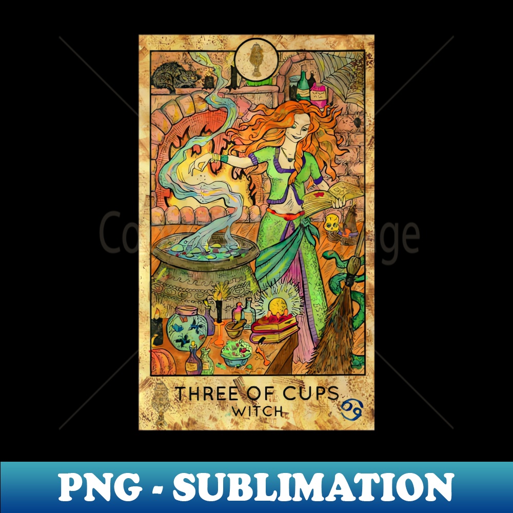 Three Of Cups Minor Arcana Tarot Card Design - Vintage Subli | Inspire ...