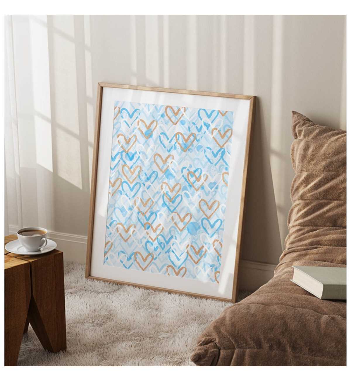 blue hearts preppy wall art printable, preppy room | Inspire Uplift