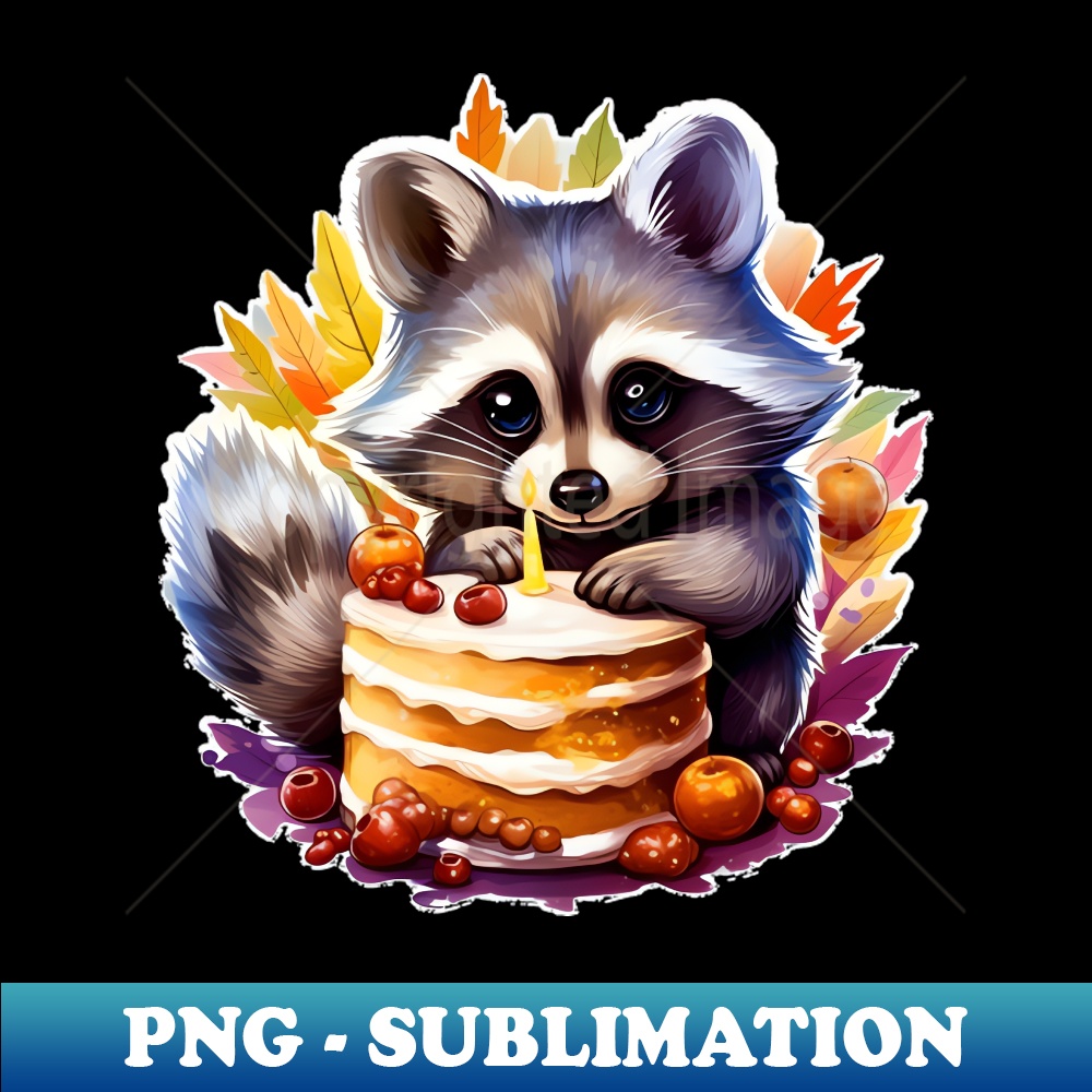 Fall Happy birthday Raccoon with a birthday cake - Signature | Inspire ...
