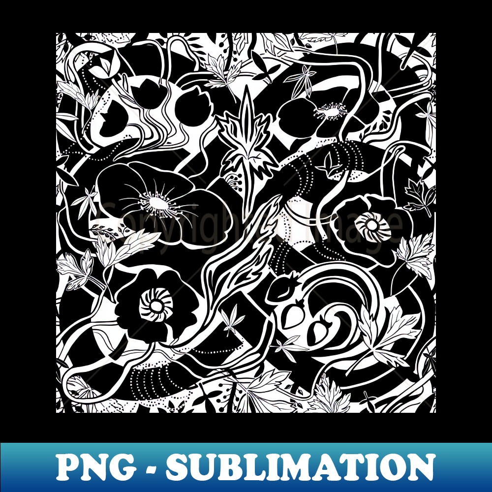 Black and white floral pattern - Unique Sublimation PNG Down | Inspire ...