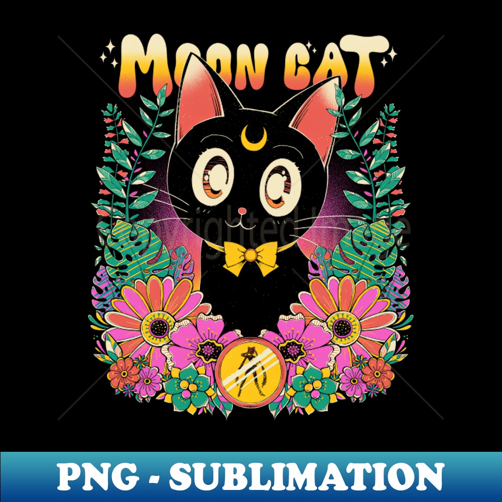 Moon Cat - PNG Transparent Sublimation Design - Create with - Inspire ...