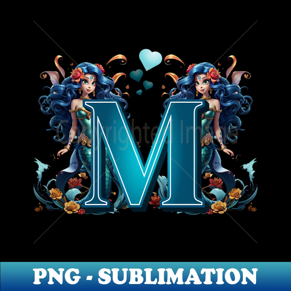 Mermaid Alphabet The Letter M - PNG Transparent Sublimation - Inspire ...