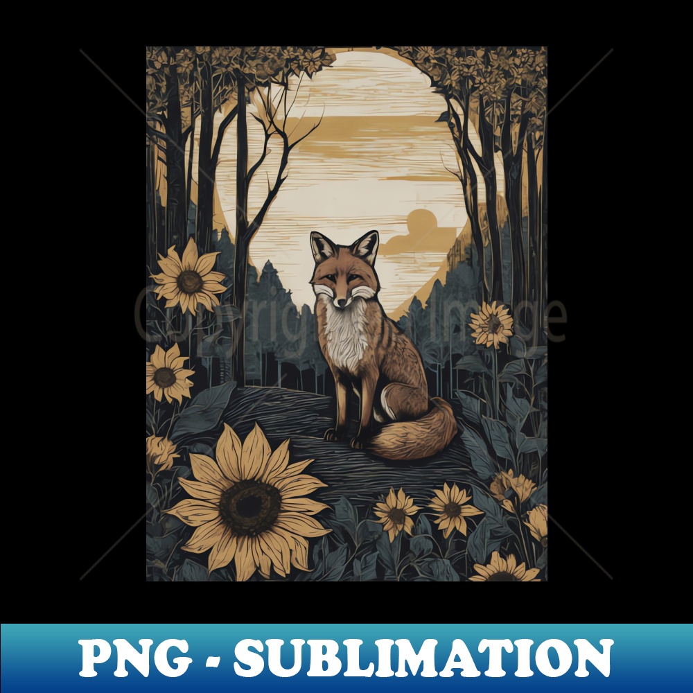 Sunflower Fox - Modern Sublimation PNG File - Instantly Tran - Inspire ...