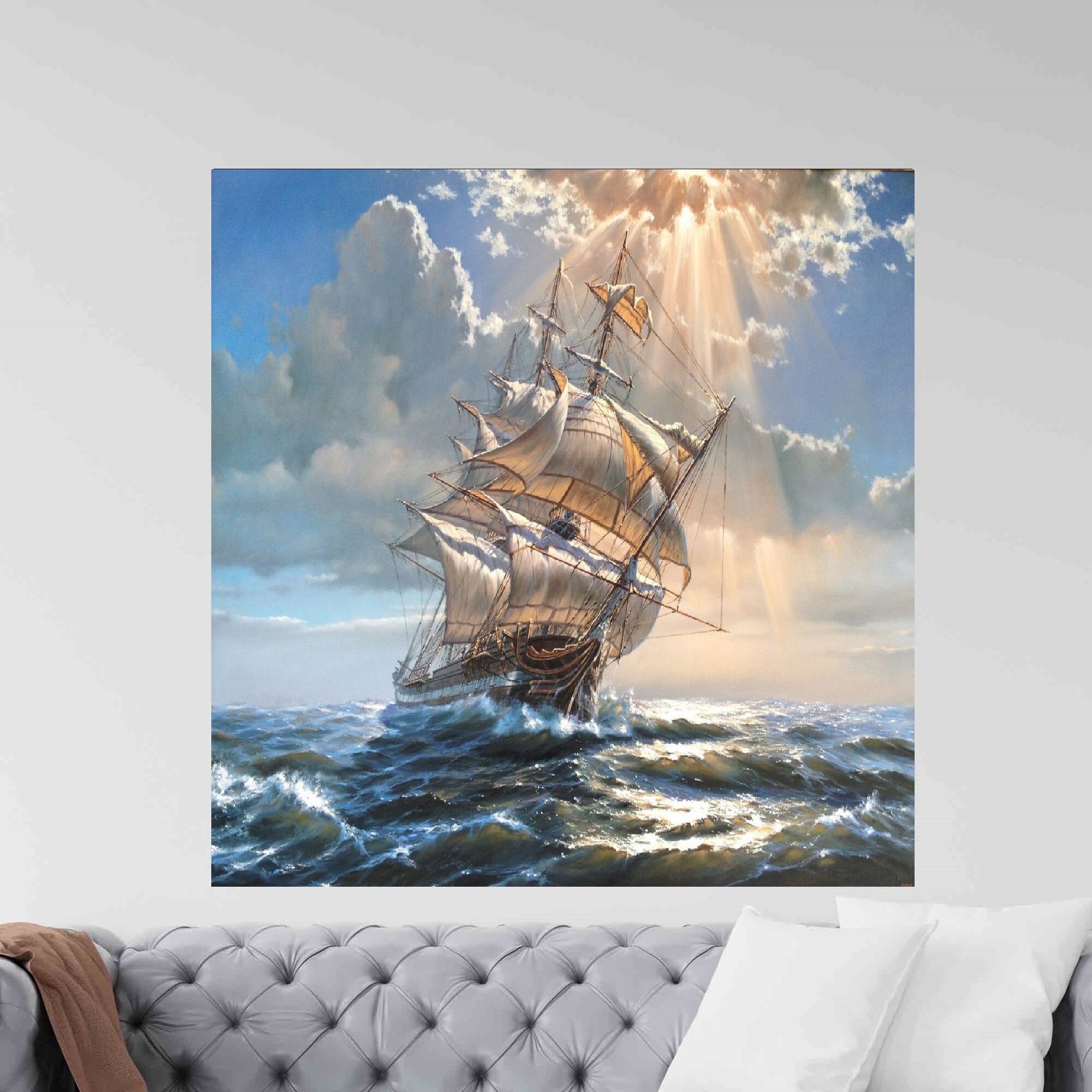 Ship Canvas, Pirate Ship Painting, Rowing Boat Wall Art, Hug | Inspire ...