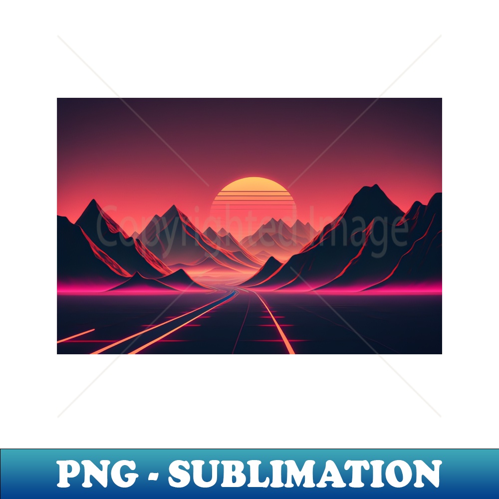 Synthwave landscsape - PNG Transparent Sublimation Design - - Inspire ...