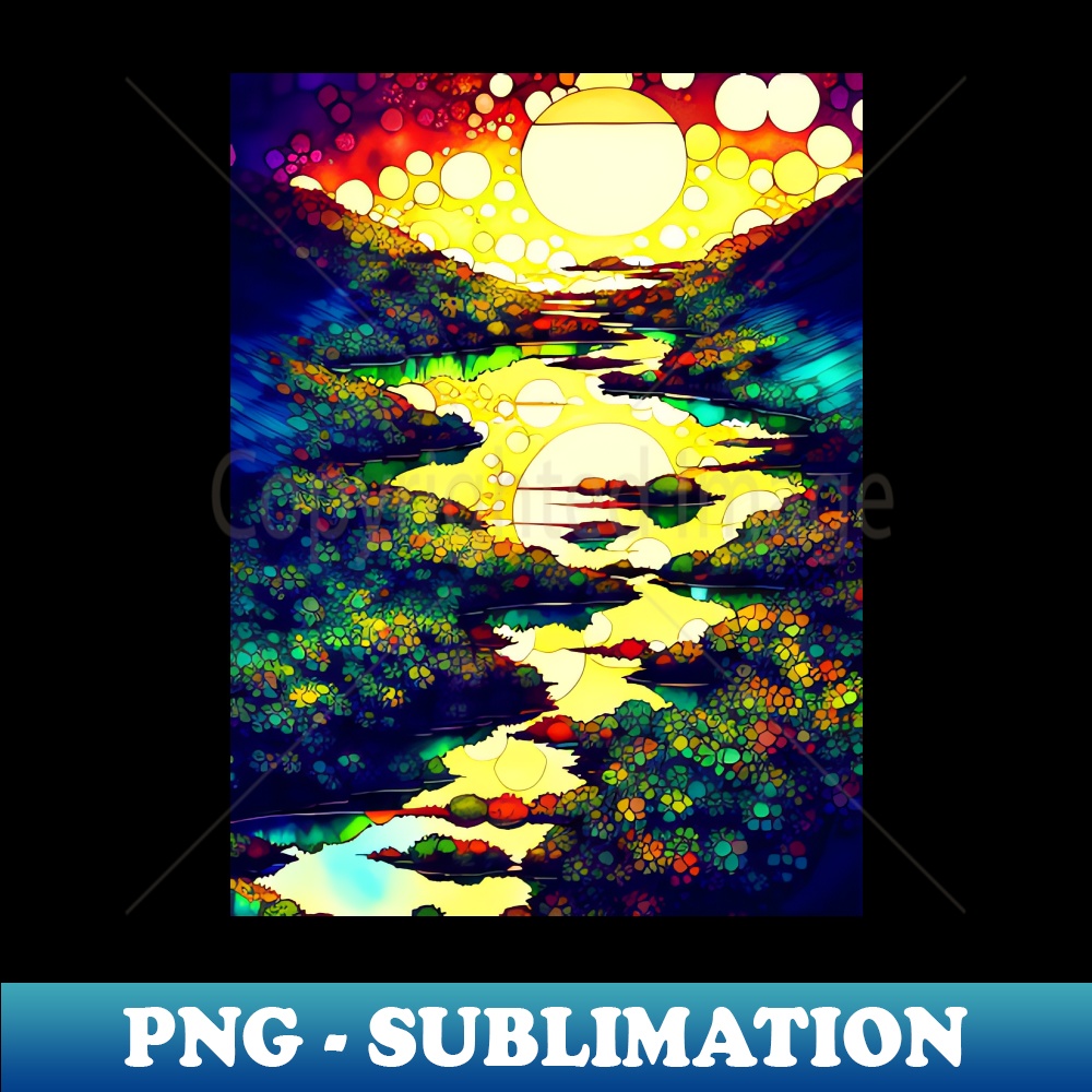 Colorful Abstract Suns River Landscape - Sublimation-Ready P | Inspire ...