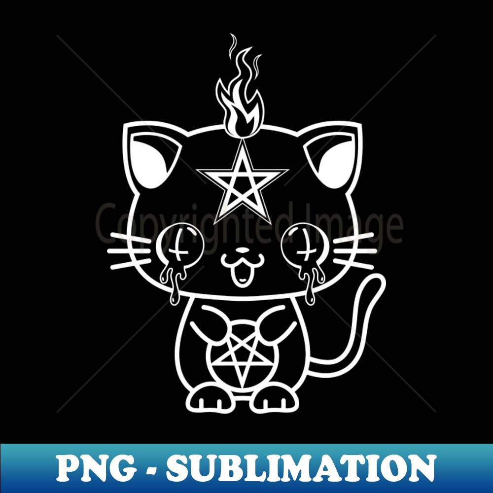 Satanic kawaii kittie cat in black and white - Instant PNG S | Inspire ...