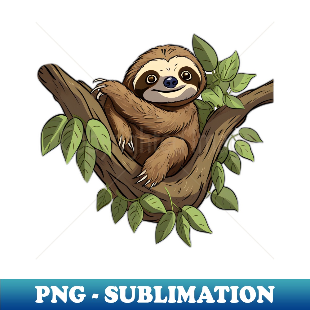 Cute sloth in tree kawaii treehugger happy animal in the jun | Inspire ...