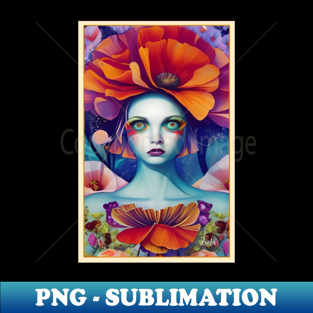 Pop surrealism painting of a pretty girl with poppy and rose | Inspire ...