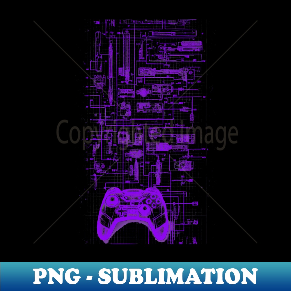 Neon Purple Video Game Controller Blueprint - Trendy Sublima - Inspire ...