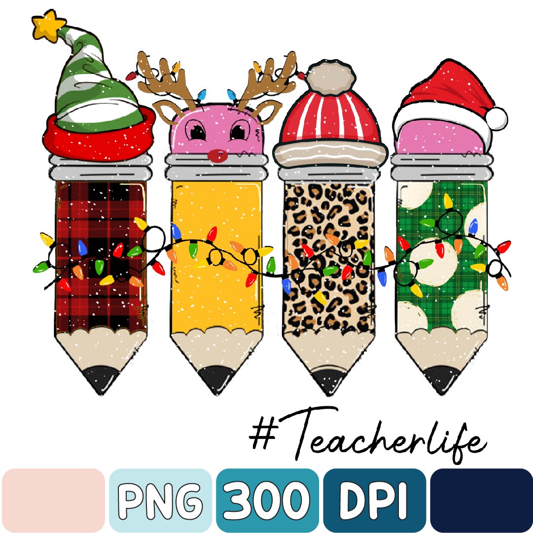Cute Teacher Christmas Png, Christmas Pencils Sublimation, T - Inspire ...