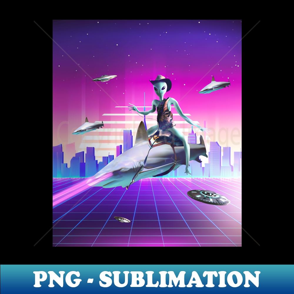 Cowboy Space Alien Riding Laser Shark - Signature Sublimatio | Inspire ...