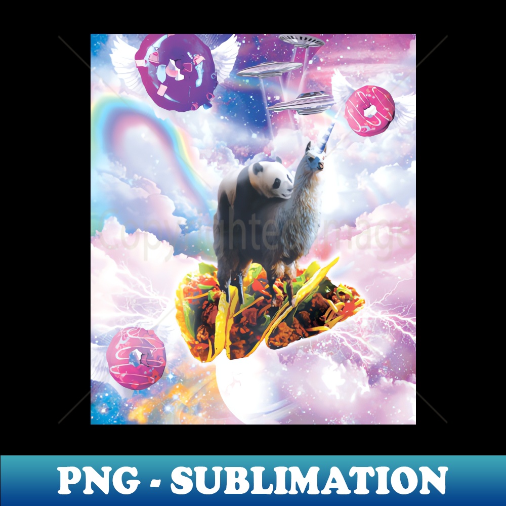 Panda Riding Unicorn Llama on Taco in Donuts Heaven - Unique | Inspire ...