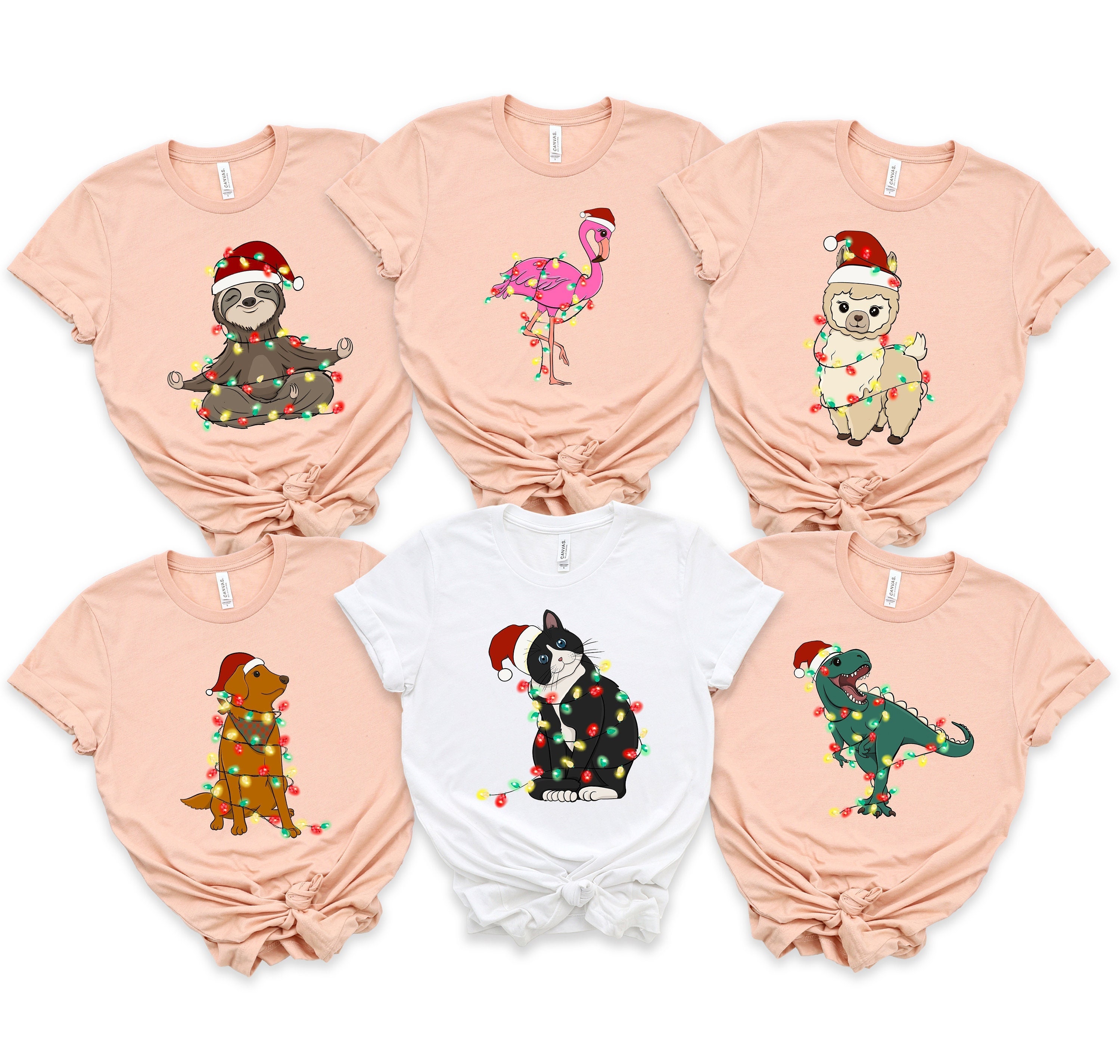 Custom Christmas Animals Shirt, Cat Dog Flamingo Llama Otter | Inspire ...